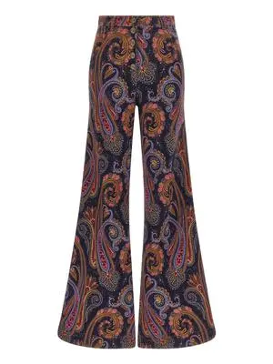Etro Paisley Printed Flared Jeans - Black