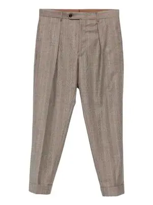 BERWICH Check-pattern Pleated Trousers - Caramel