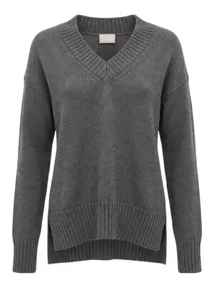 DRUMOHR Long Sleeve V-neck Pullover Sweater - Black
