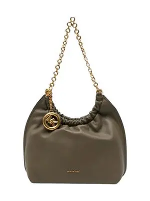 Michael Kors Ruched Logo Plaque Shoulder Bag - Green