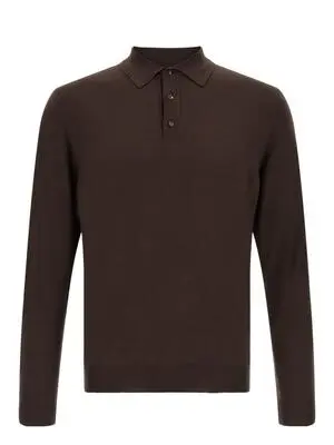 ZANONE Long Sleeve Polo Shirt - Brown