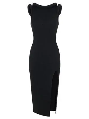Elisabetta Franchi Knit Dress With 3d Details - Black