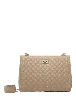 Valentino Garavani Rockstud Rivet Shoulder Bag - Nude
