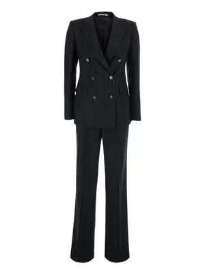 Tagliatore Two-piece Set Including Long-sleeved Suit And Striped Suit Trousers - Grey