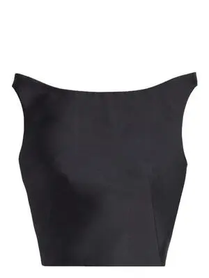 JIL SANDER Structured Shoulder Silk-blend Top - Black