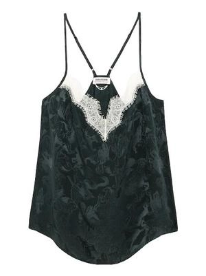 Zadig&Voltaire Cespa Silk Camisole With Lace Trim - Gloom