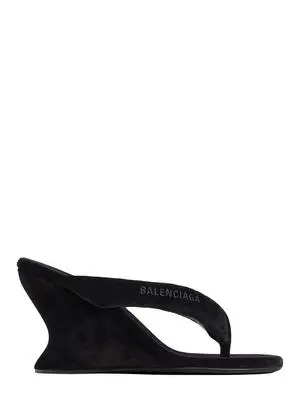 Balenciaga Gaeta 90mm Wedge Thong Sandals - Black