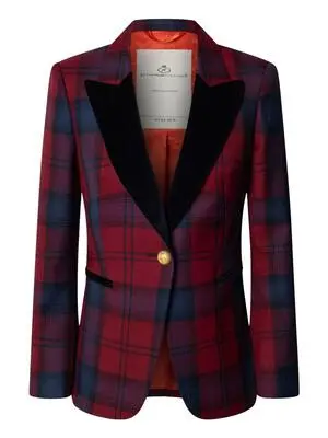 THE EXTREME COLLECTION Red / Blue / Black Checked Blazer With Velvet Lapel Douglas - Red/blue/black
