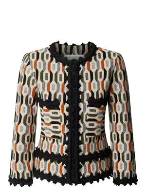THE EXTREME COLLECTION Multicolor Geometric Knit Jacket - Black