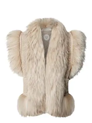 THE EXTREME COLLECTION Ecru Knit Faux Fur Waistcoat - Beige