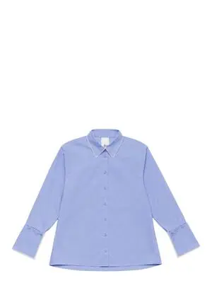ALAS Name Oversized Cotton Poplin Shirt With Lace Trim - Blue