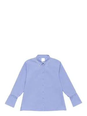 ALAS Name Oversized Cotton Poplin Shirt With Lace Trim - Blue