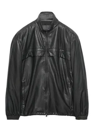 Prada Nappa Leather Jacket With Stand-up Collar - Black