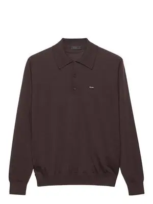Prada Long-sleeved Superfine Wool Polo Sweater - Brown