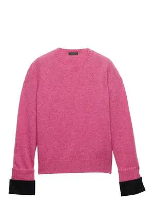 Prada Shetland Wool Crew-neck Sweater With Removable Cuffs - Pink