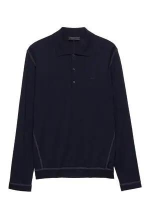 Prada Long-sleeved Wool Polo Sweater - Blue