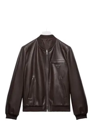 Prada Reversible Nappa Leather Bomber Jacket - Brown