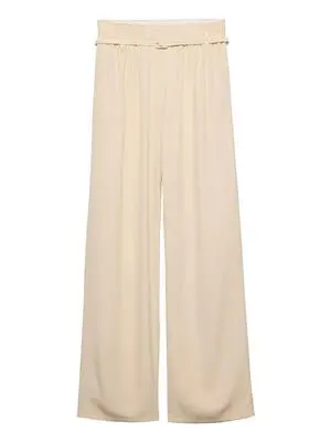 Prada Silk Marocain Wide Leg Pants - Neutral