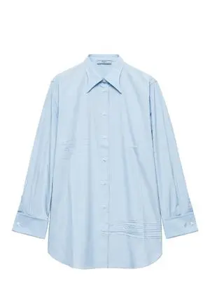 Prada Poplin Shirt With Embroidered Logo - Light Blue