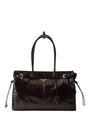 Prada Bonnie Large Leather Handbag - Brown