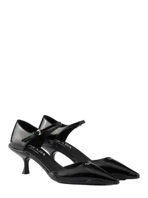 Prada Brushed Leather D'orsay Pumps With Buckle Detail - Black