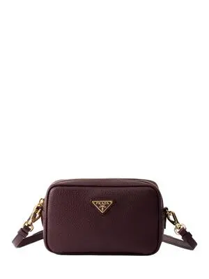 Prada Leather Mini-bag With Zipper Closure And Adjustable Shoulder Strap - Red