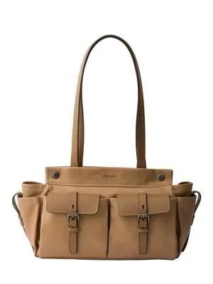 Prada Route Medium Leather Tote Bag - Neutral