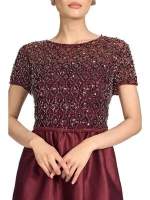 Sachin & Babi Embellished Ball Gown - Garnet