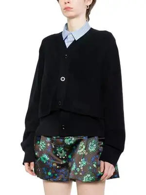 Sacai Layered Design V-neck Cardigan - Black