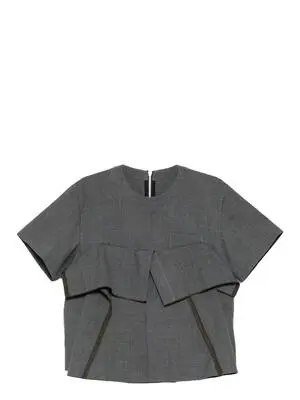 Sacai Ruffled Short-sleeve Top - Grey