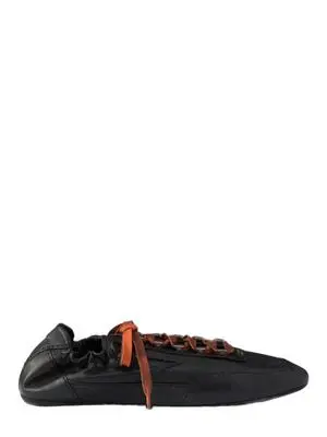 Prada Collapsible Antiqued Nappa Leather Sneakers With Hooks - Black