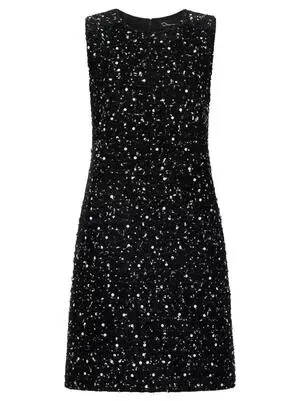 Oscar De La Renta Sequin Embellished Tweed Mini Dress - Black
