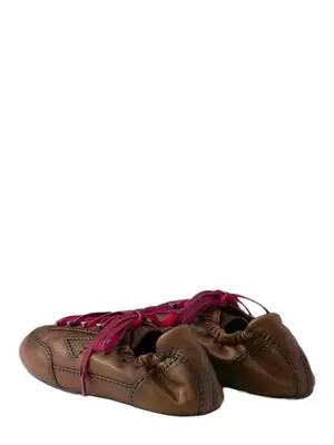 Prada Antiqued Nappa Leather Collapsible Sneakers - Brown