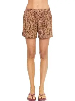 The Upside Leopard Print Relaxed Shorts - Brown