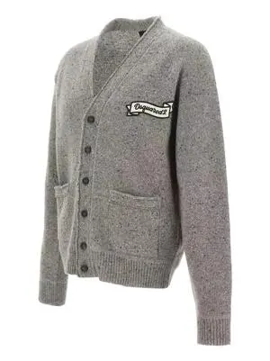 Dsquared2 Logo Patch V-neck Cardigan - Grey