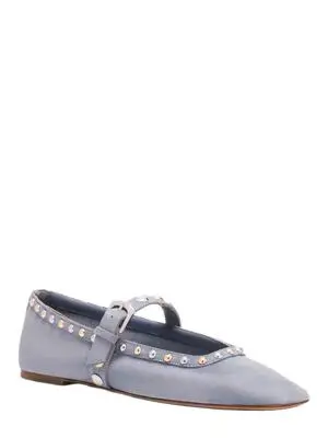STUART WEITZMAN Perry Stud-embellished Ballet Flats - Blue