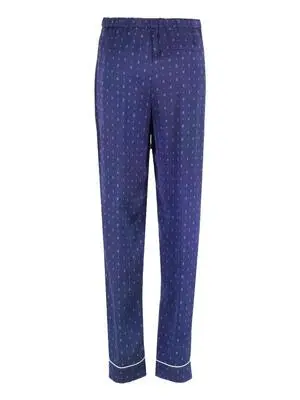 FORTE_FORTE Le Club Print Satin-finish Trousers - Blue