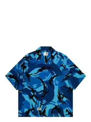 AAPE BY *A BATHING APE Short-sleeve Button-down Shirt - Blue