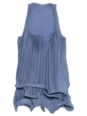 Cult Gaia Cult Gaia Marsa Plissé Effect Ruffled Mini Dress Blue