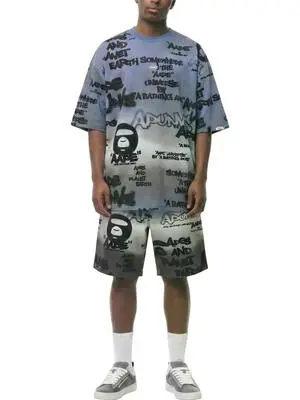 AAPE BY *A BATHING APE Graffiti-print T-shirt - Blue