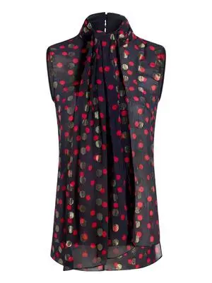 ADAM LIPPES Adam Lippes Swayze Polka-Dot Scarf-Neck Sleeveless Top