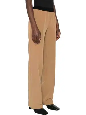 ERMANNO FIRENZE Logo-waistband Straight-leg Trousers - Brown