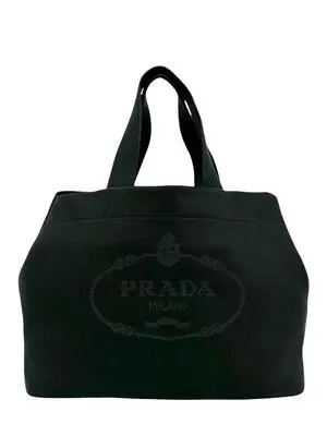 Prada Vitello Daino Logo Handbag - Black