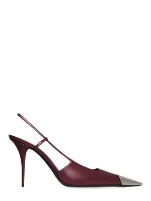 Saint Laurent Jeanne Slingback Pumps In Smooth Leather With Cassandre Martel - Red