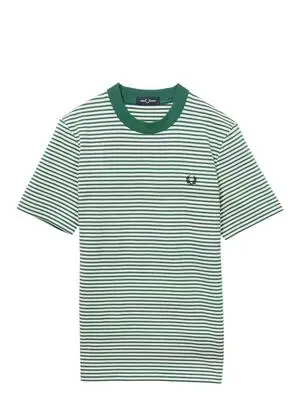 Fred Perry Striped Embroidered-logo T-shirt - Green
