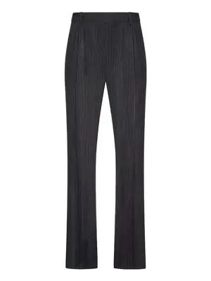 Saint Laurent Tapered Pants In Striped Herringbone Wool - Grey