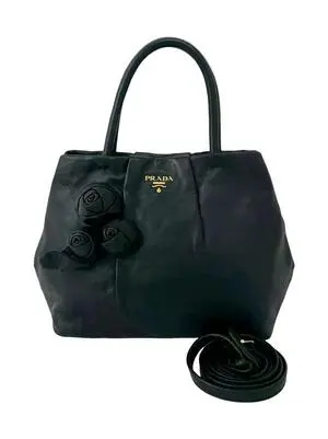 Prada 2013-2026 Nappa Rose Leather Satchel - Black