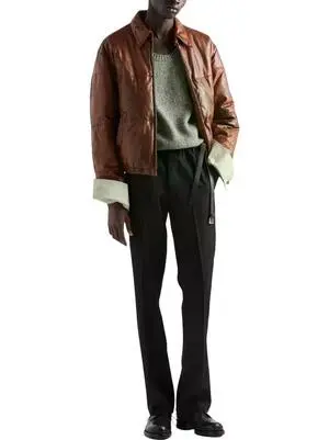 Prada Shetland Wool Scoop-neck Sweater With Removable Cuffs - Grey