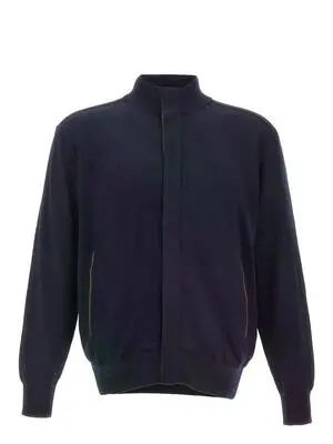 Paul & Shark Logo Embroidered Wool Cardigan - Blue