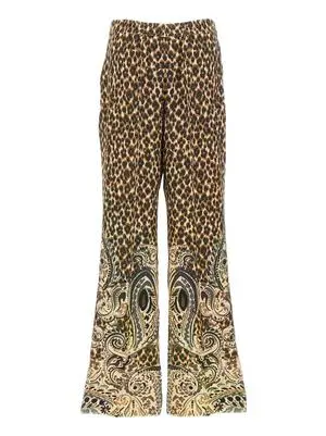 Etro Printed Silk Trousers - Brown